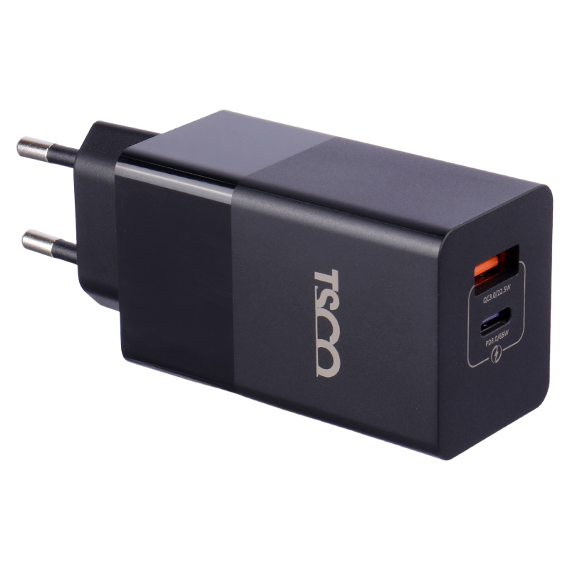 شارژر دیواری فست شارژ TSCO TTC 67 GaN 2Port QC3 PD 5A 65W Type-C + کابل تبدیل تایپ سی